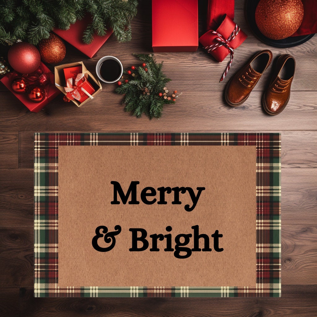 Vintage Christmas Plaid Indoor/outdoor Rug | Winter Front Porch Decor ...