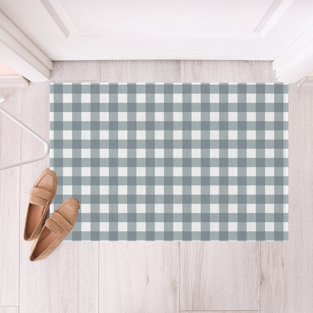 Gray Plaid Rug | Cute Indoor/outdoor Rug | Grey Tartan Floor Rug | Gray ...