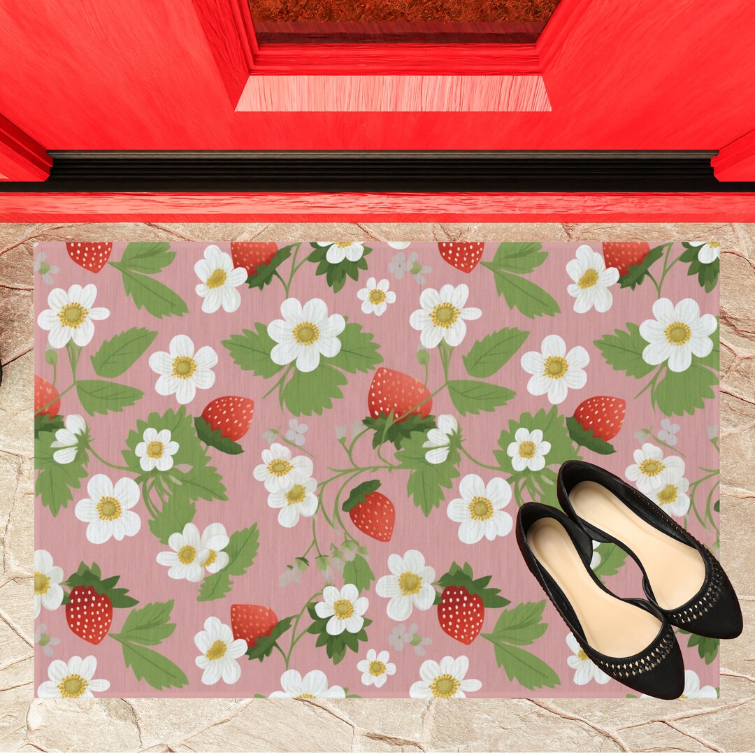 Strawberry Rug | Cute Indoor/outdoor Rug | Rug for Teen Bedroom ...