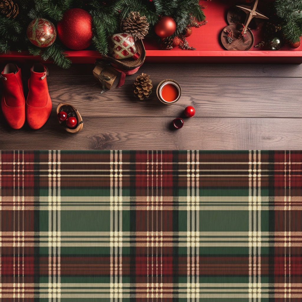 Vintage Christmas Plaid Indoor/outdoor Rug | Winter Front Porch Decor ...