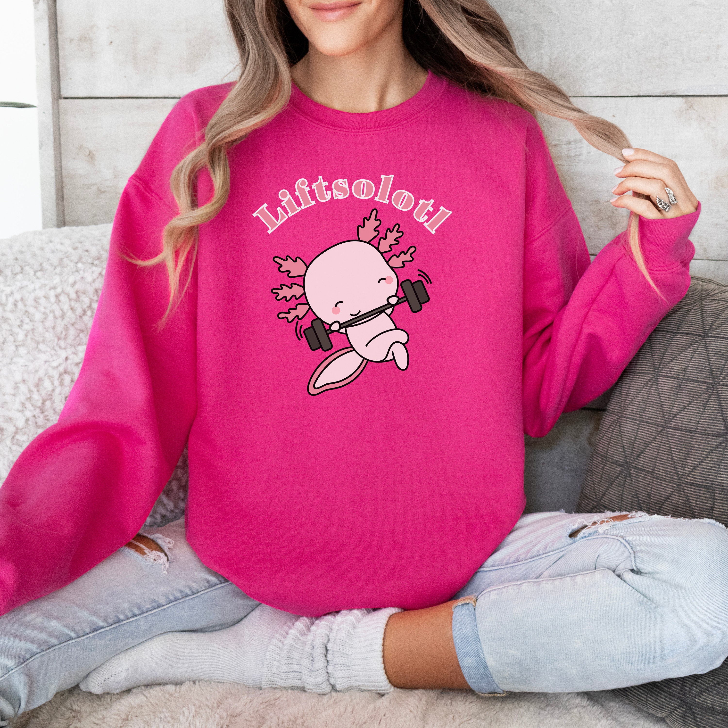 Cute Axolotl Sweatshirt Funny Axolotl Weightlifting Sweater - Etsy
