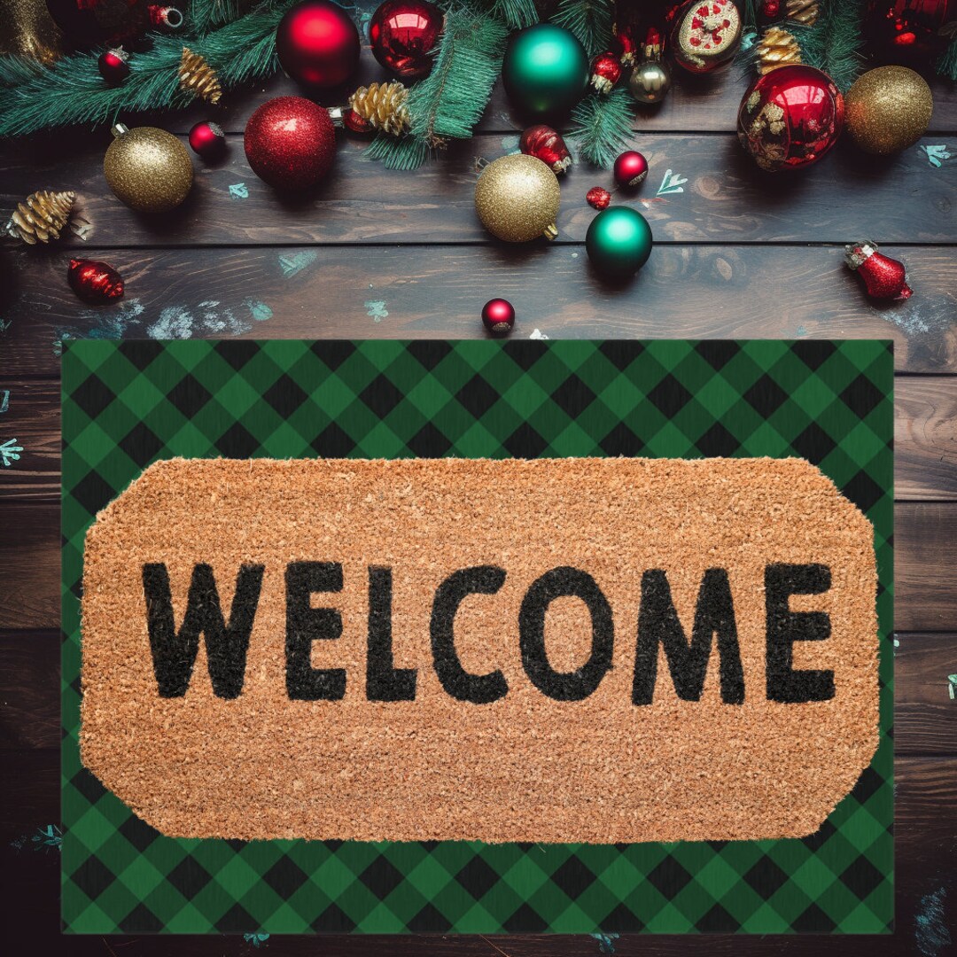 Green Buffalo Plaid Indoor/outdoor Rug Winter Front Porch - Etsy