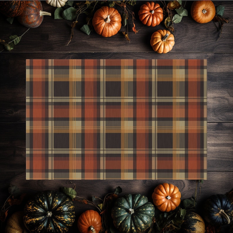 Rich Fall Plaid Porch Outdoor Rug Autumn Front Porch Decor Halloween ...