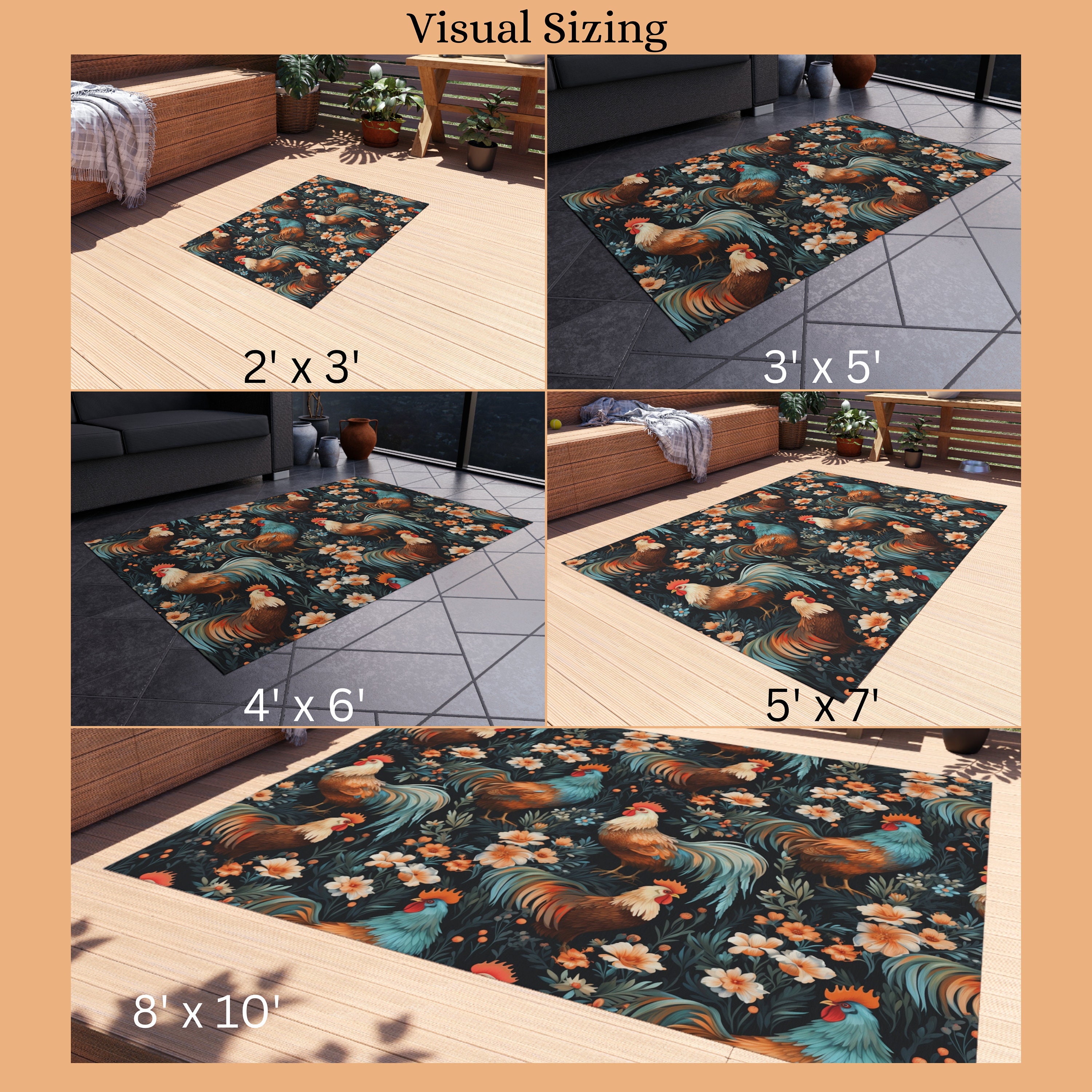Chicken Rug Indoor/outdoor Chicken Rug Rug for Chicken Mom Cottagecore ...