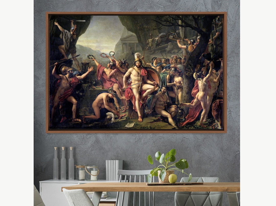 Leonidas at Thermopylai by Jacques Louis David, Frame Canvas Print Wall ...