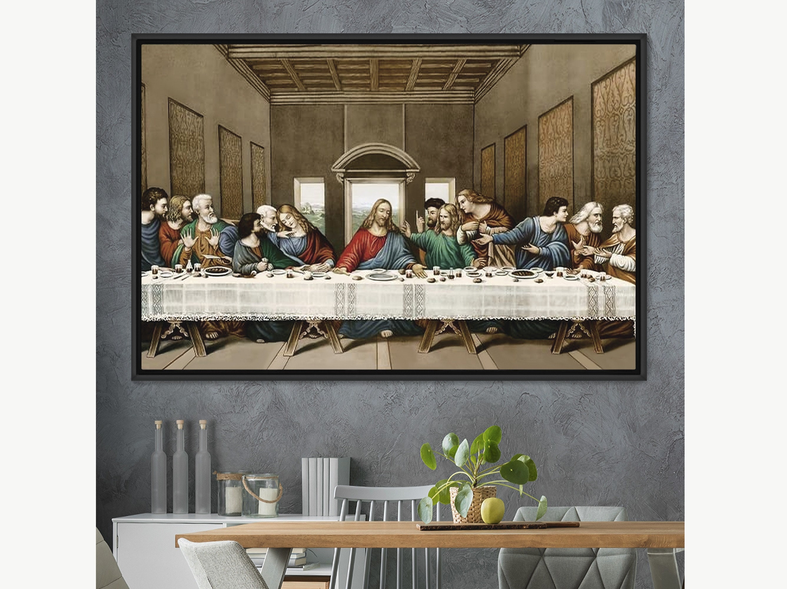 The Last Supper by Leonardo Da Vinci, Framed Canvas Print Wall Art ...