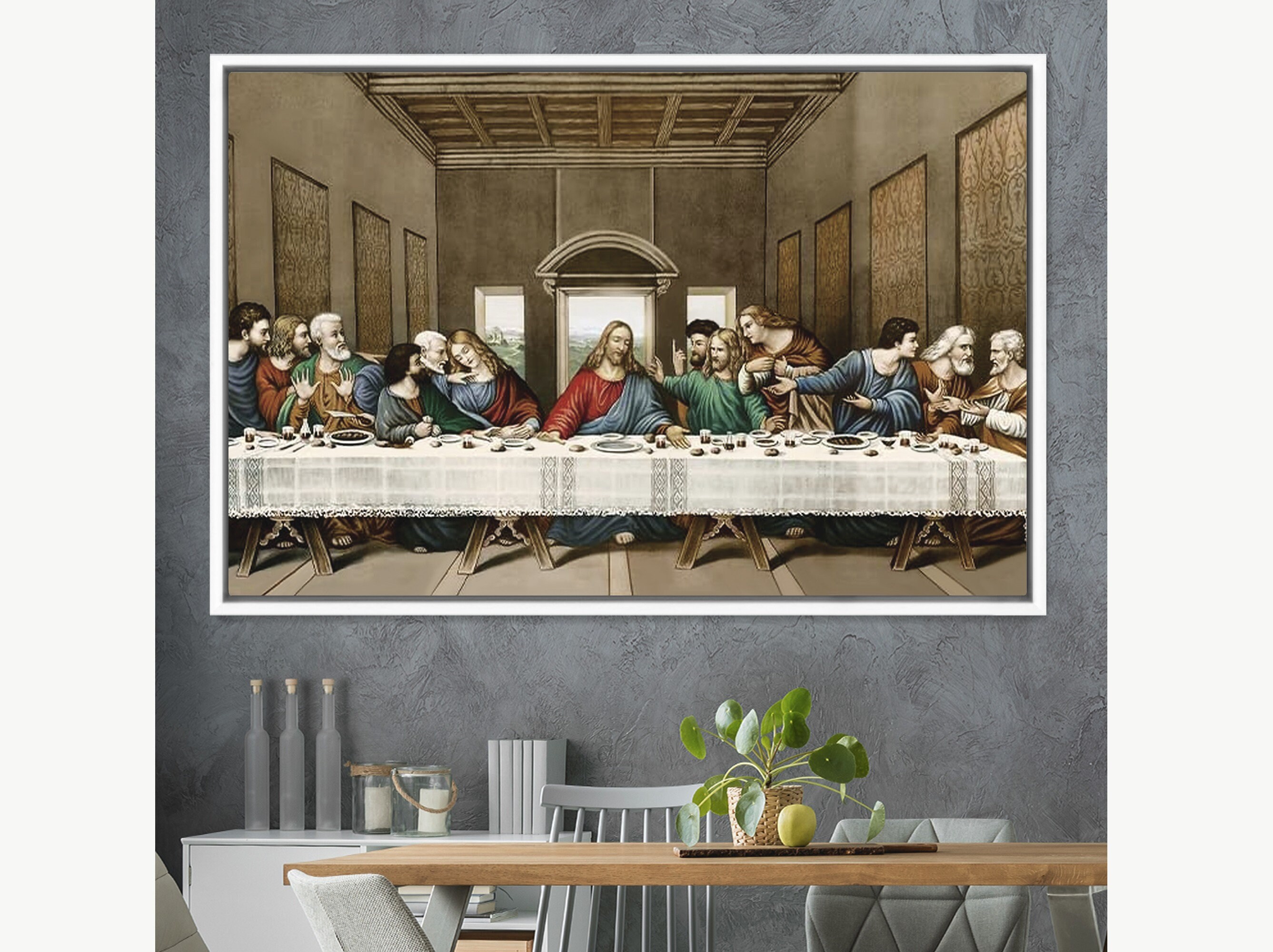The Last Supper by Leonardo Da Vinci, Framed Canvas Print Wall Art ...