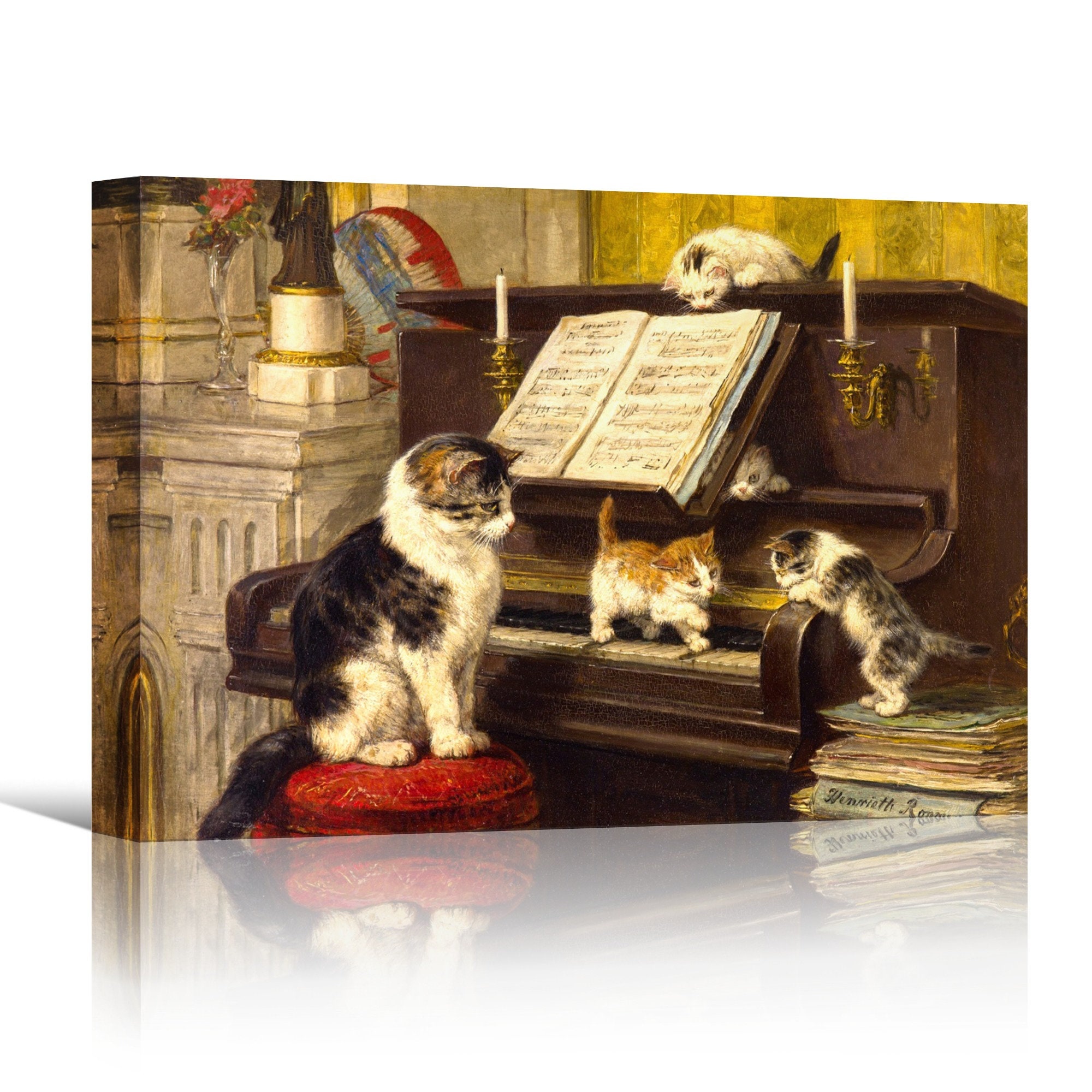 The Piano Lesson by Henriette Ronner-knip, Framed Canvas Print Wall Art Famous Art, Frame Large ...