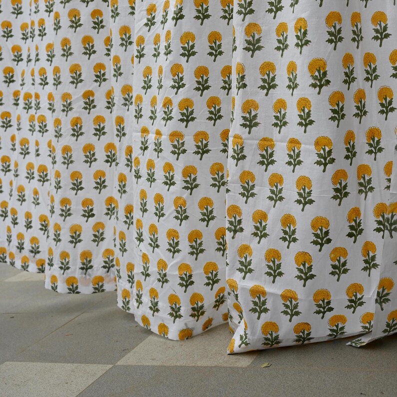 Natural Mughal Block Print Curtains| Handmade Cotton Curtain | Boho ...