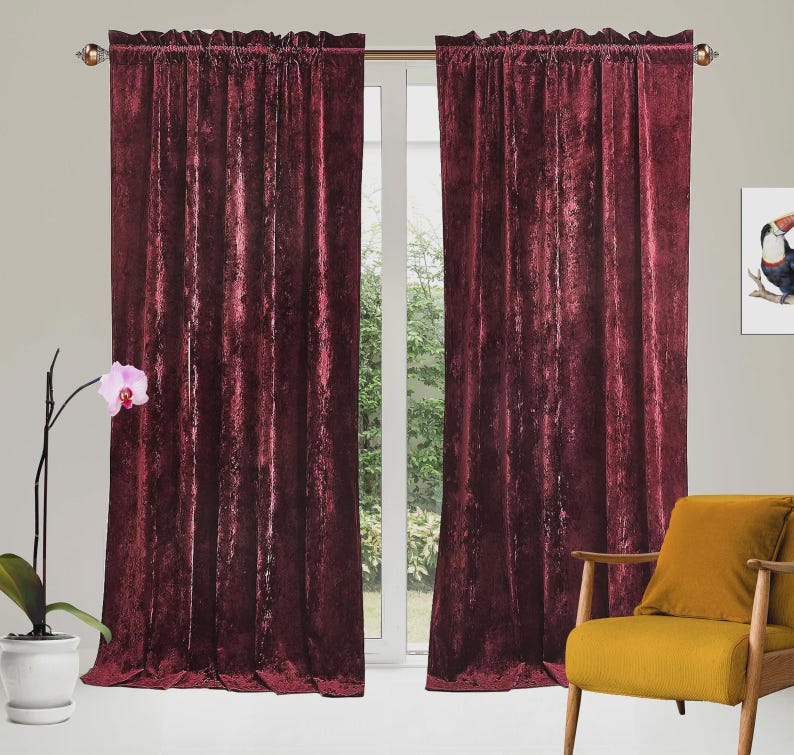 Crushed Velvet Curtains, Rayon Drapes, Modern Luxury Window Panels (2 ...