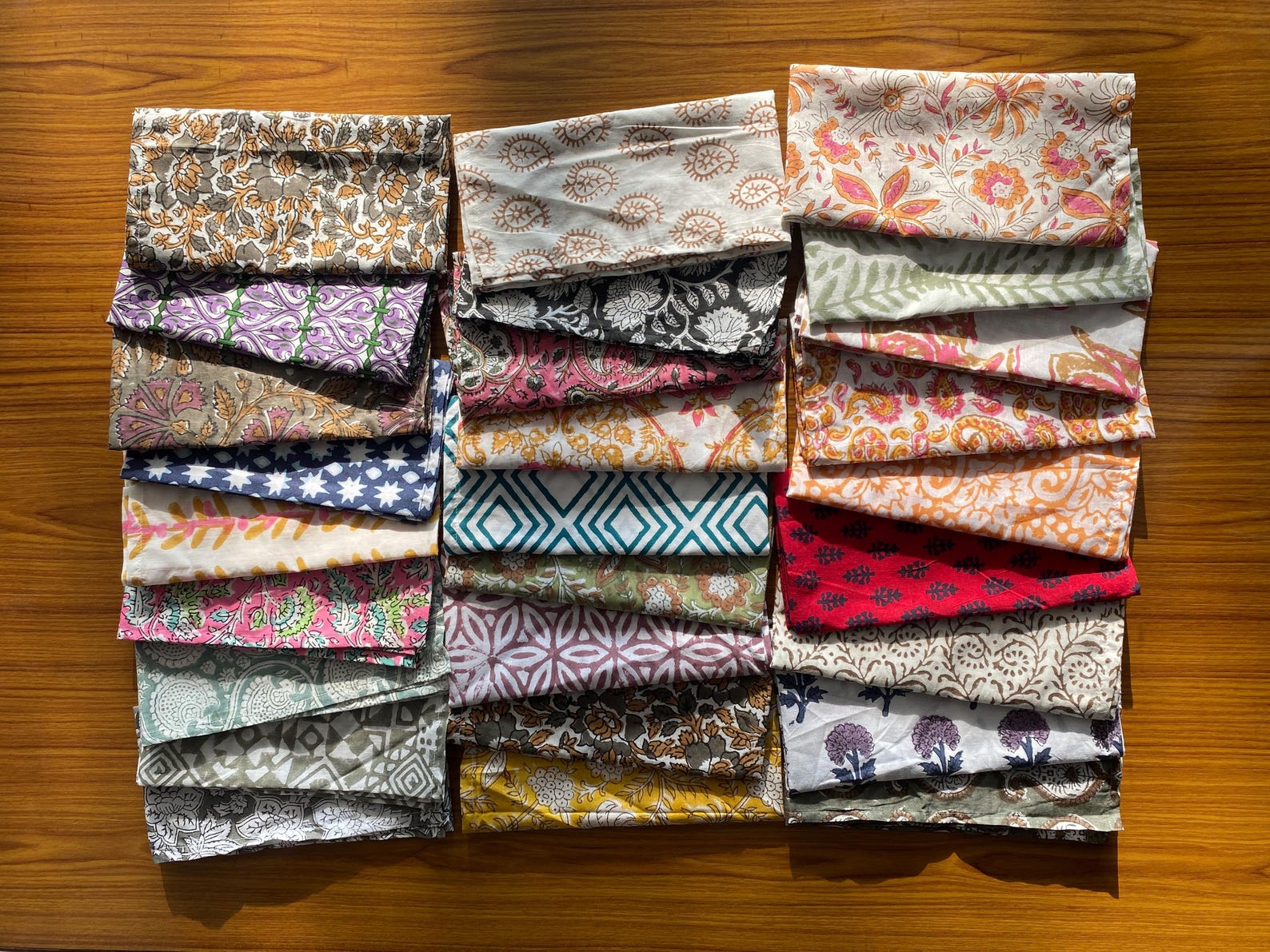 Assorted Cotton Hand Block Print Napkins, Mix Match Reusable Cloth ...