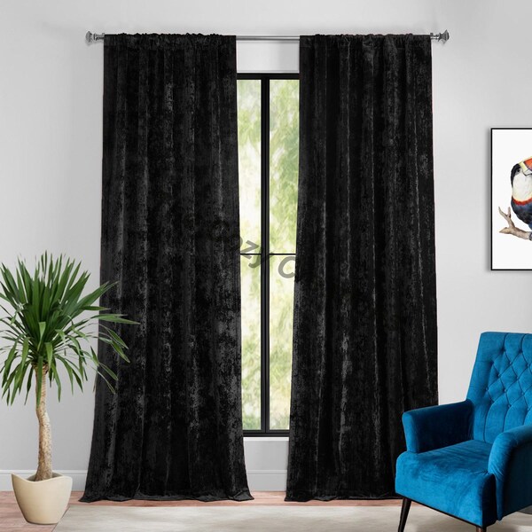 Black Velvet Curtains Bedroom - Etsy