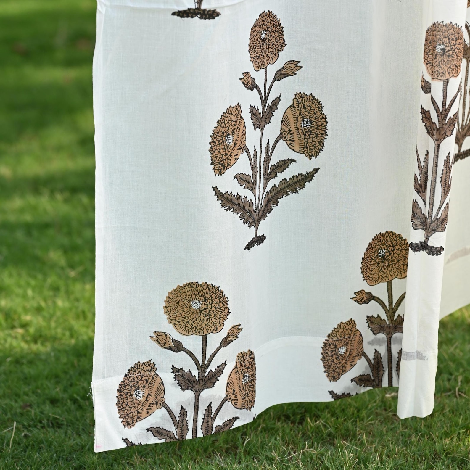 Boho Floral Cotton Curtains, Handmade Farmhouse Curtains, Hand Block ...