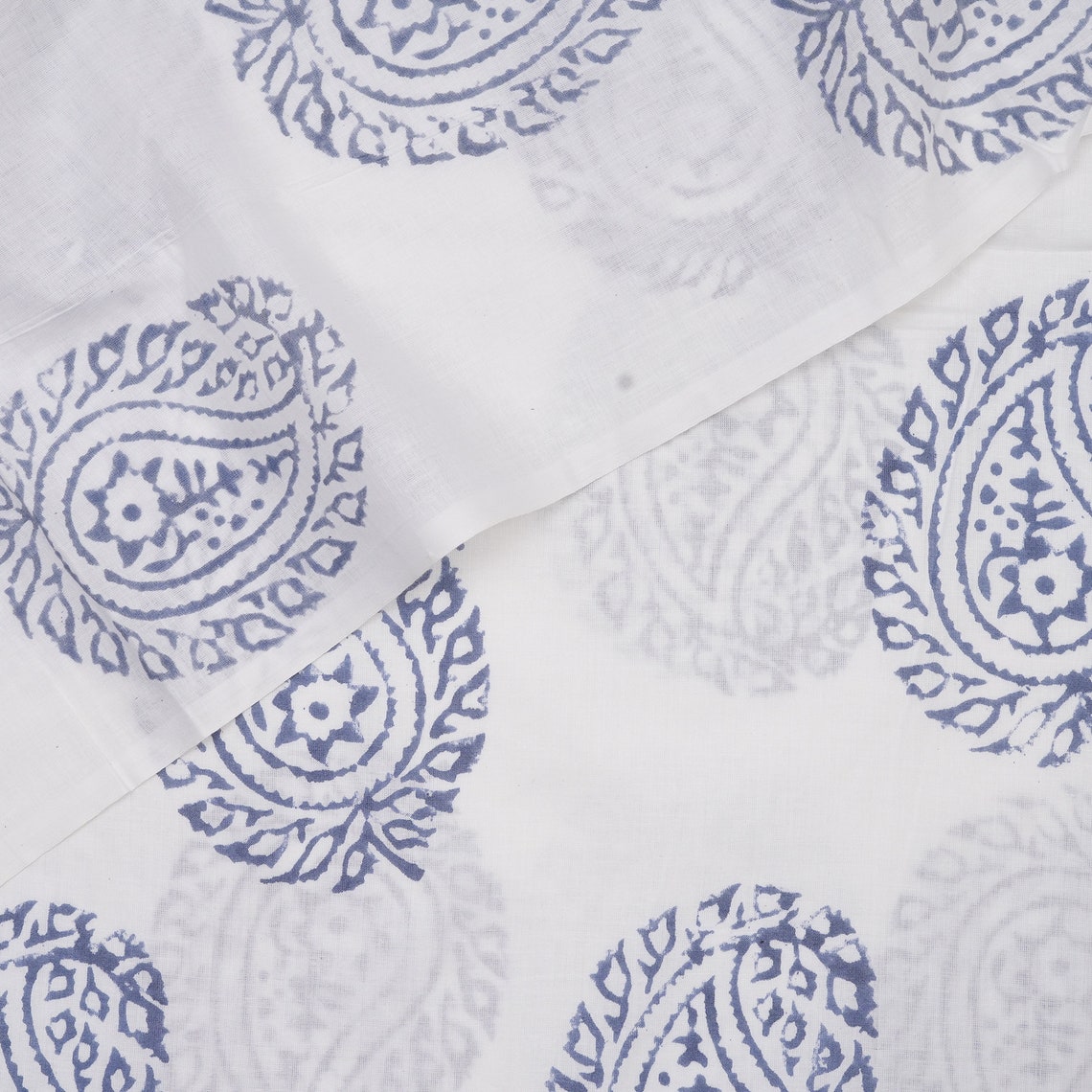 Indian Cotton Voile Fabric by the Yard, Mugal Floral Block Print Cotton ...