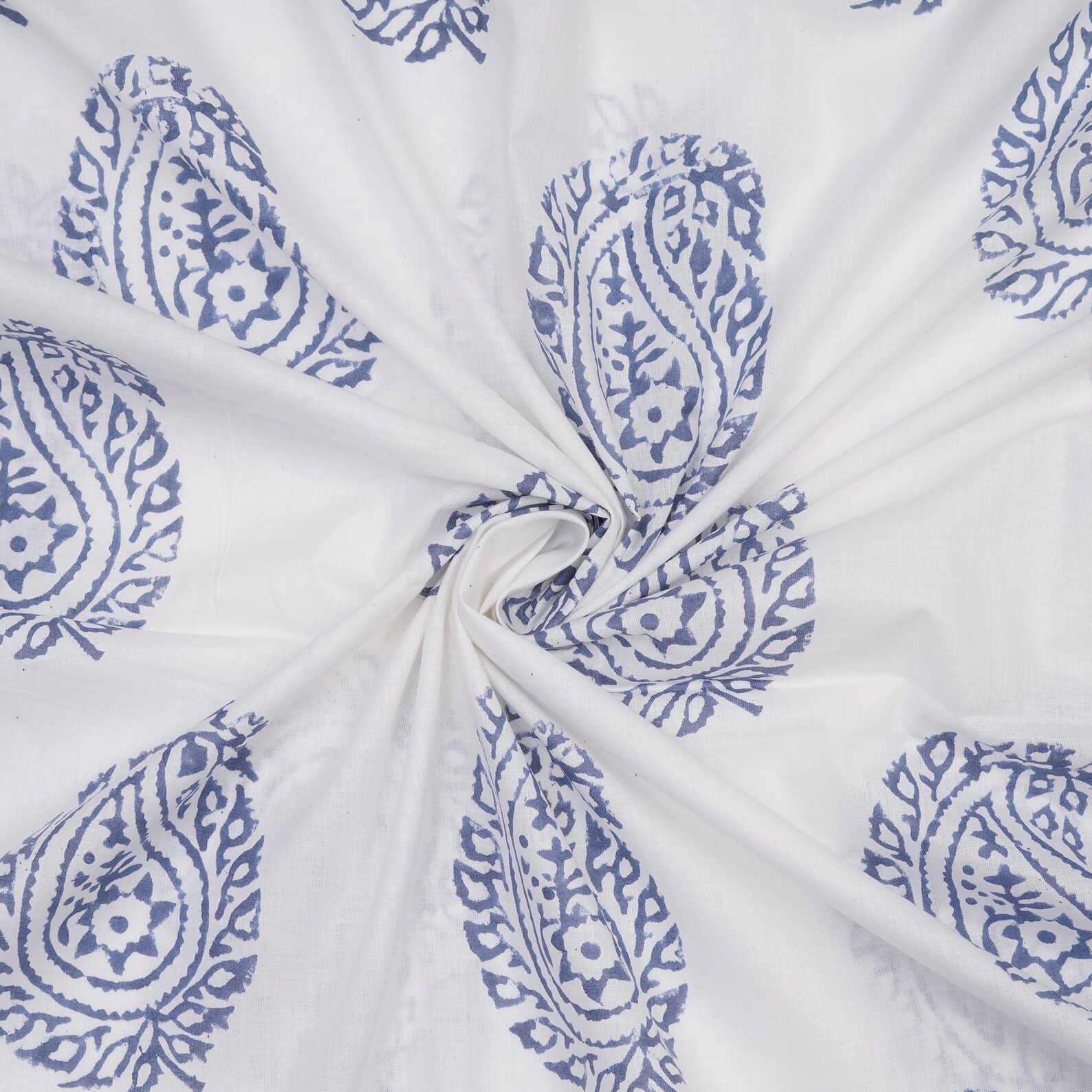 Indian Cotton Voile Fabric by the Yard, Mugal Floral Block Print Cotton ...