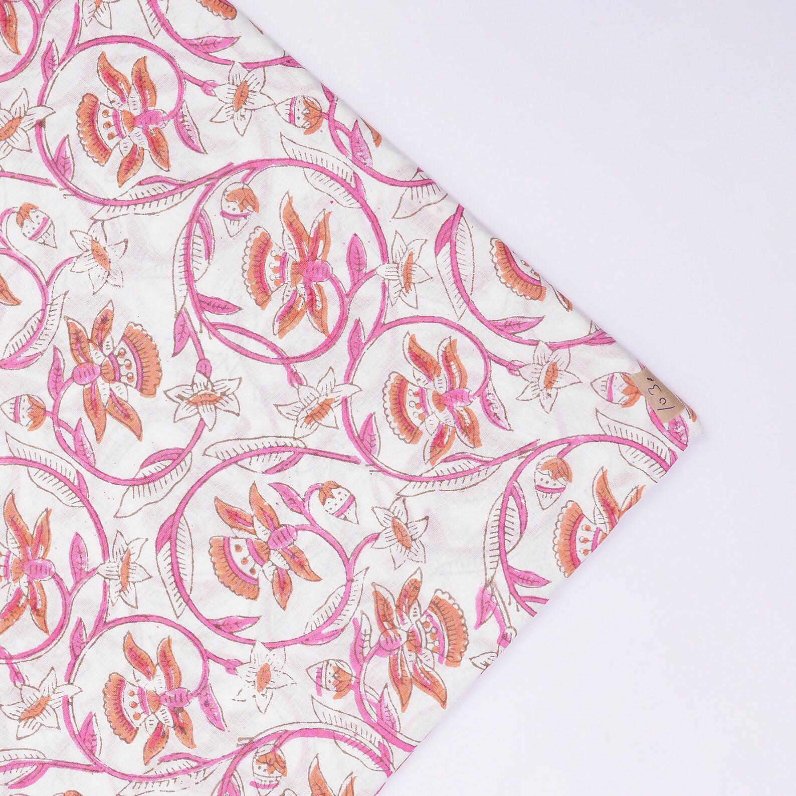 Multi Color Flower Block Print Fabric Cotton Fabric, Unstitched Sewing ...