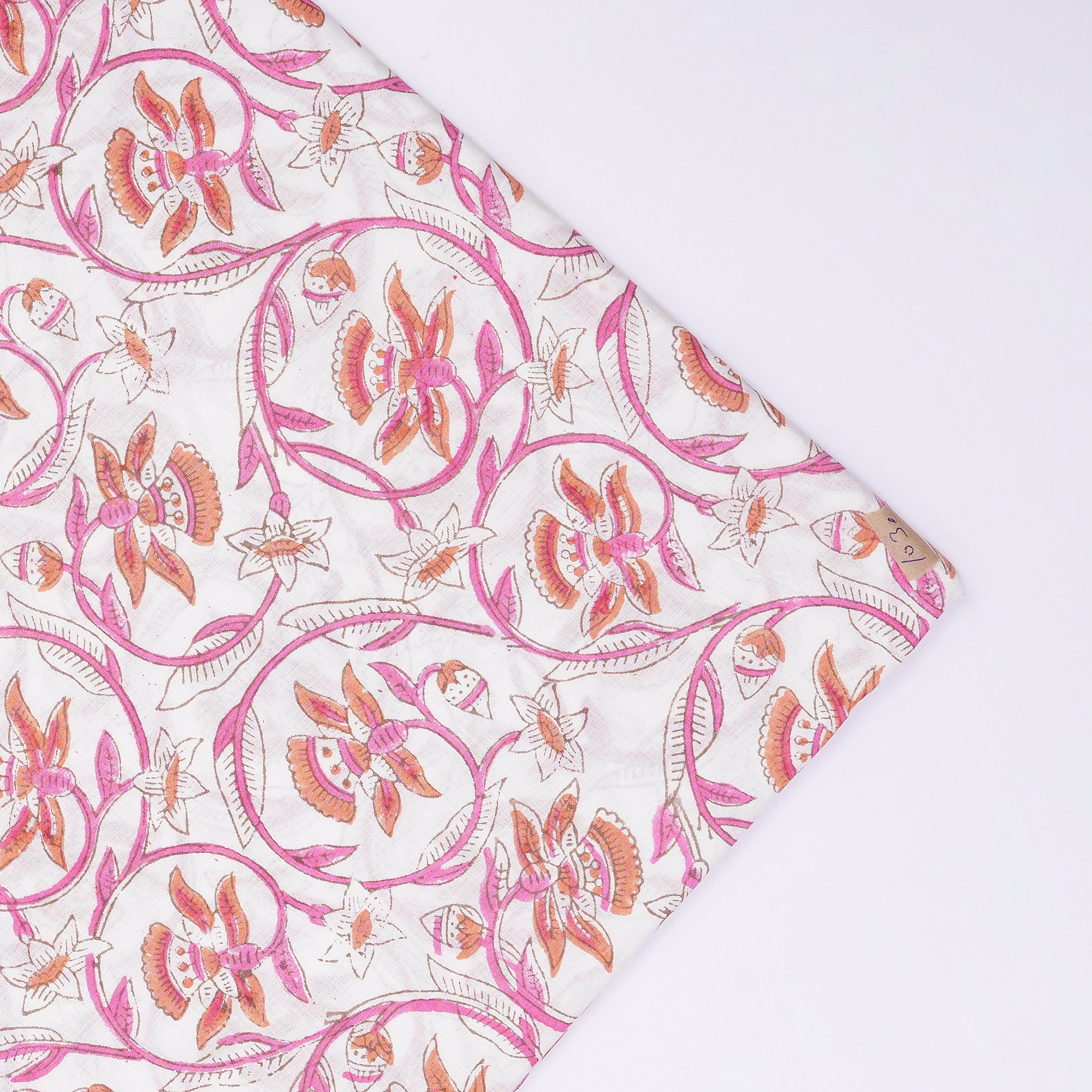 Multi Color Flower Block Print Fabric Cotton Fabric, Unstitched Sewing ...
