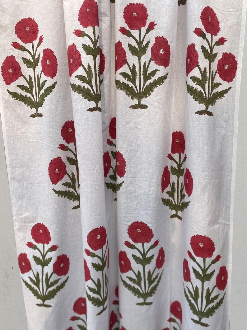 Custom Boho Hand Block Print Organic Cotton Curtains | Vintage Mughal ...