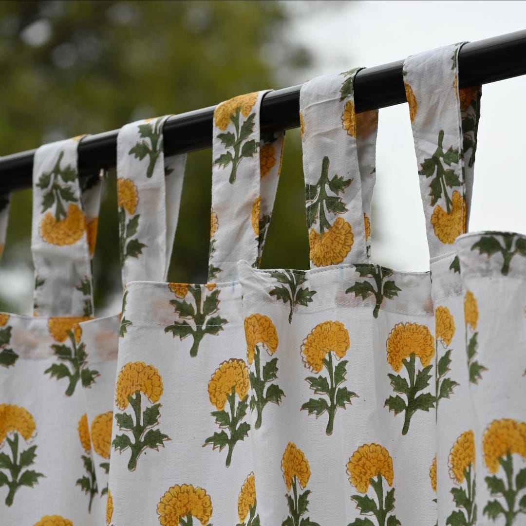 Natural Mughal Block Print Curtains| Handmade Cotton Curtain | Boho ...