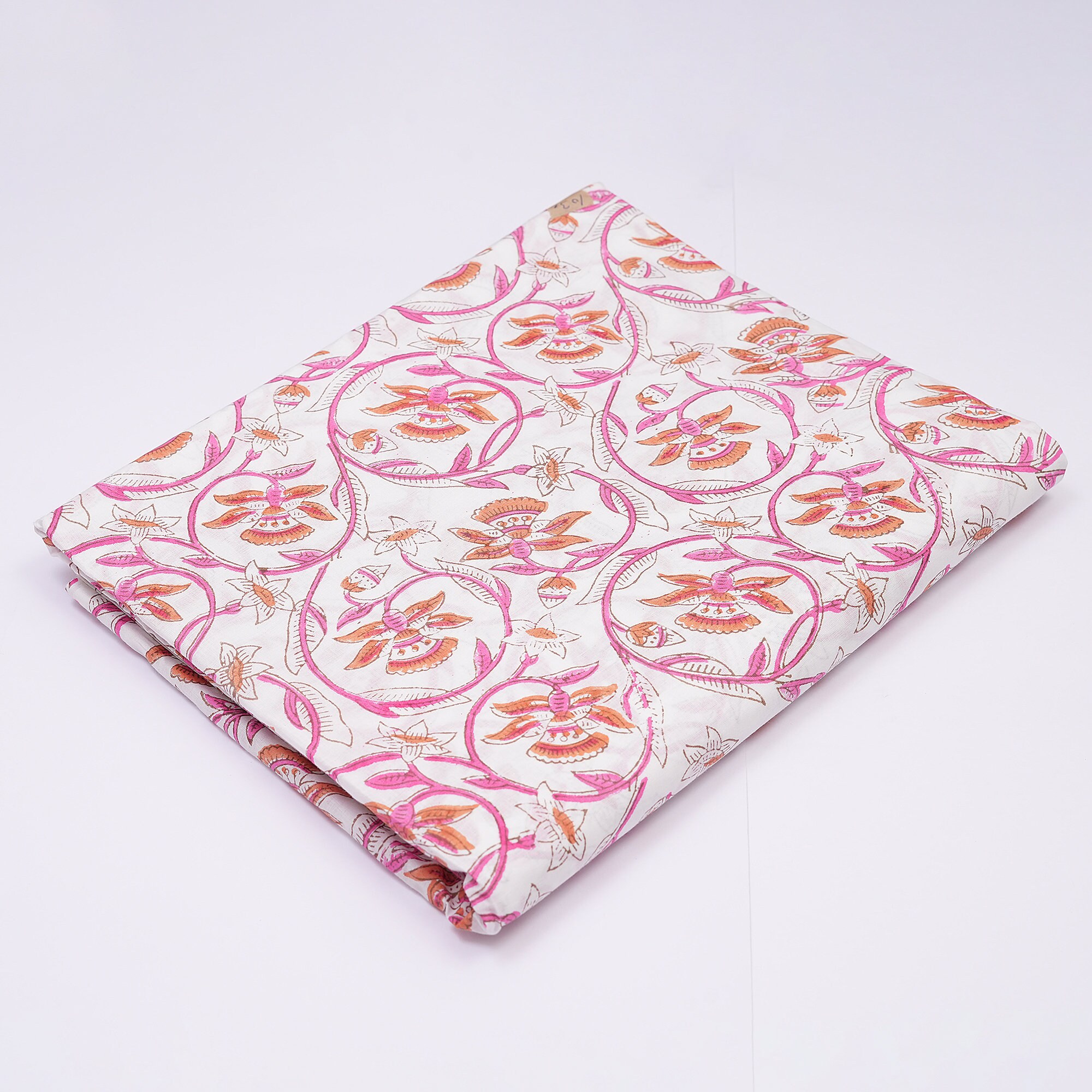 Multi Color Flower Block Print Fabric Cotton Fabric, Unstitched Sewing ...