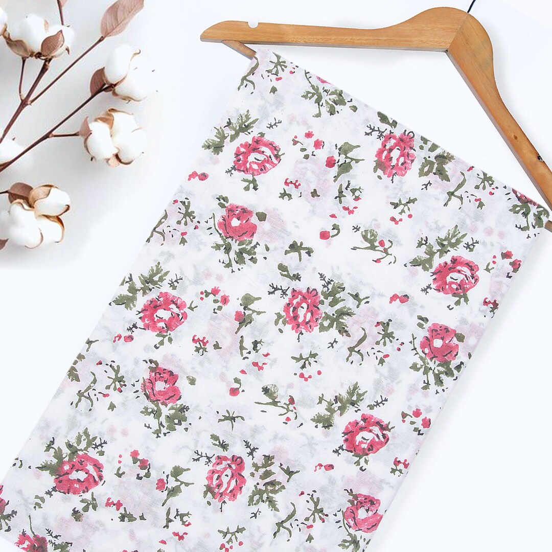 Beautiful Floral Print Cotton Fabric by the Yard, Women Girls Hand ...