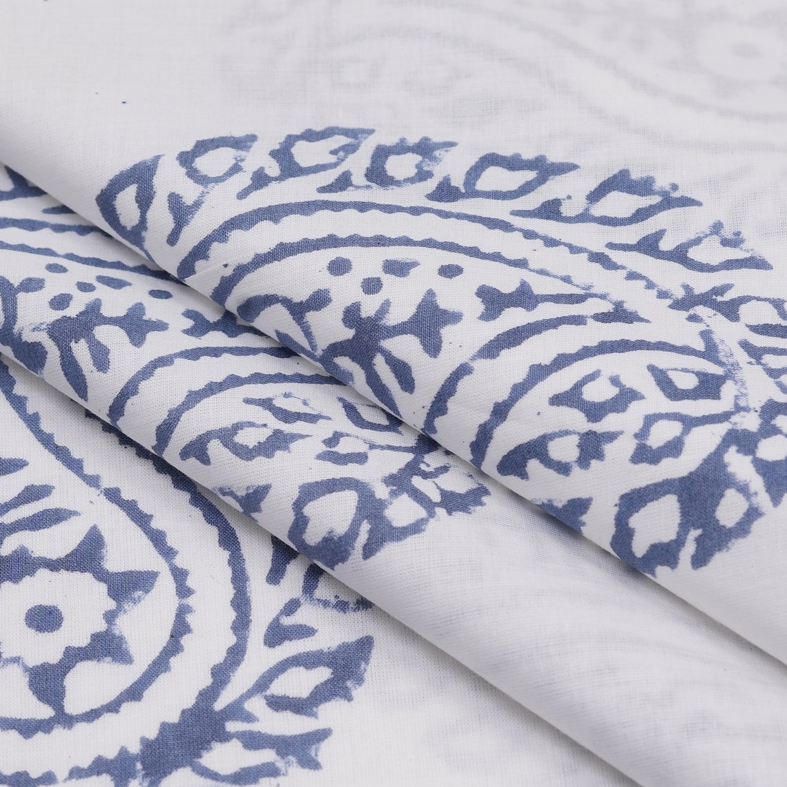 Indian Cotton Voile Fabric by the Yard, Mugal Floral Block Print Cotton ...