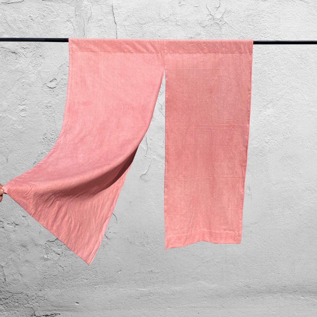 Natural Dusty Pink Cotton Noren Curtain, Japanese Room Divider, Boho ...