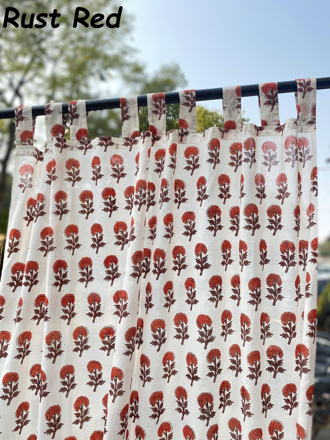 Handmade Block Print Cotton Curtains – Custom Size, Colour Available ...