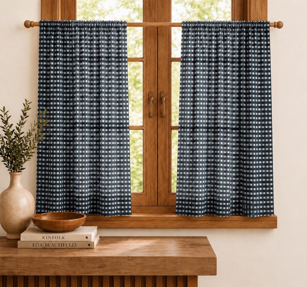 Handmade Cotton Block Print Cafe Curtains, Light Filtering Boho Kitchen ...