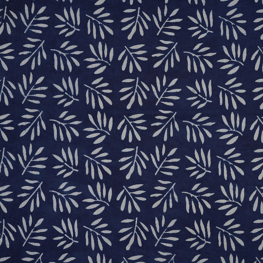 Cotton Indigo Blue Fabric, Hand Block Sewing Craft Running Fabric ...