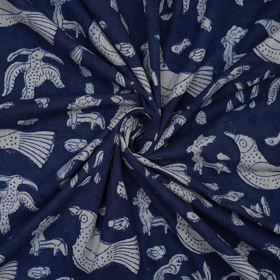 Indian Handmade Animal Block Print Fabric, 100% Cotton Unstitched ...