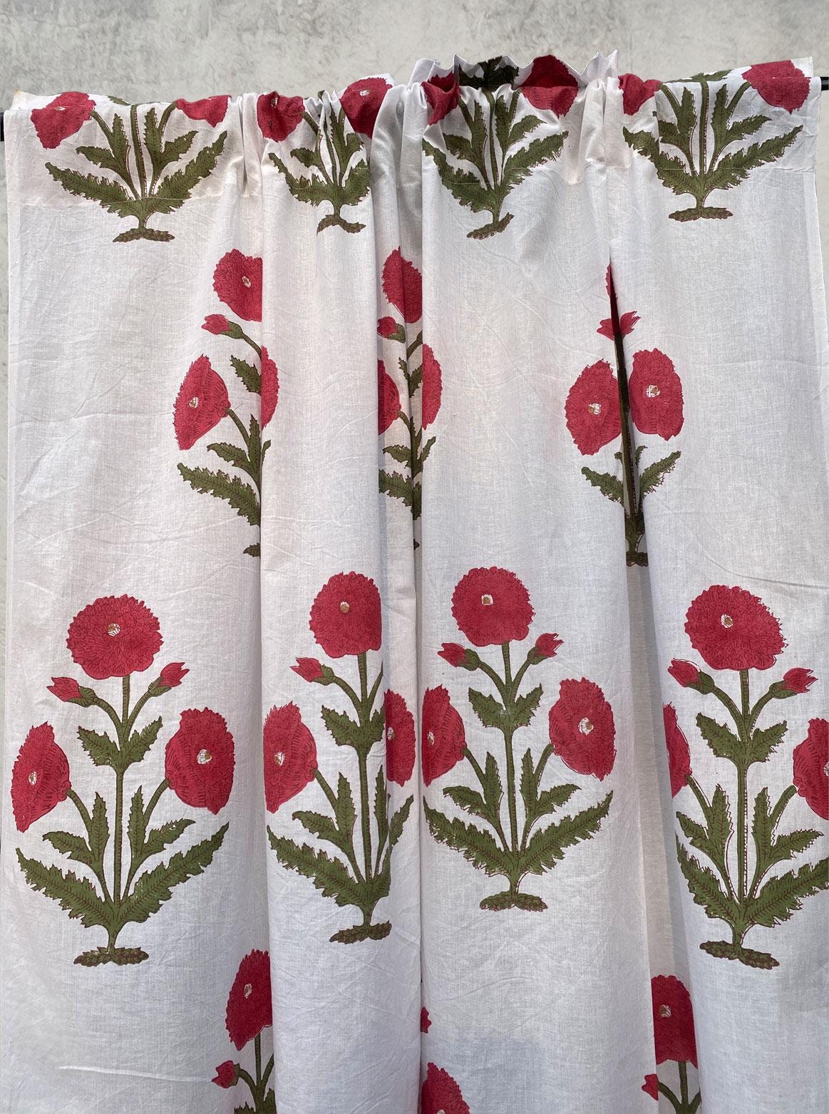 Custom Boho Hand Block Print Organic Cotton Curtains | Vintage Mughal ...