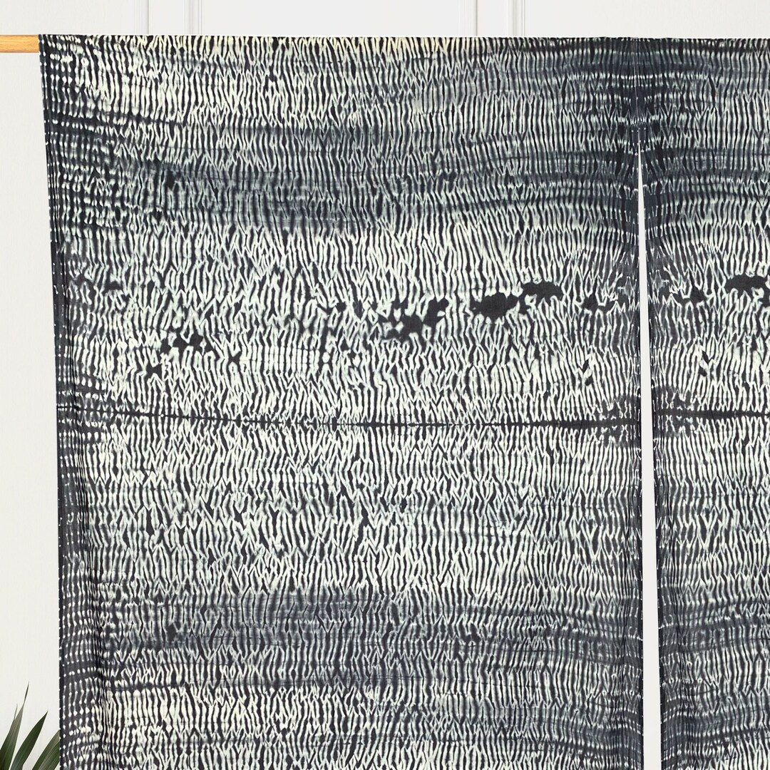 2 Panel Shibori Bohemian Curtains, Beautiful Black Tie Dye Drapes Tie ...