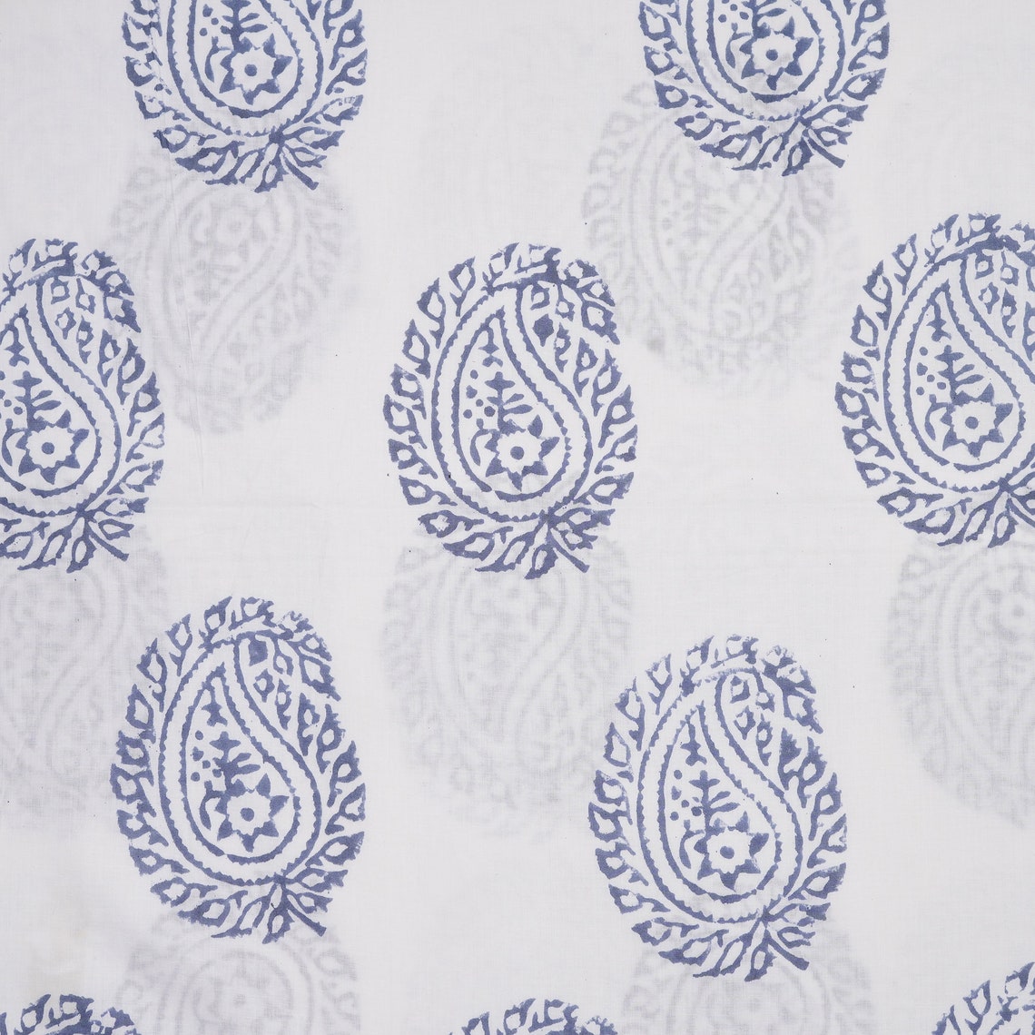 Indian Cotton Voile Fabric by the Yard, Mugal Floral Block Print Cotton ...
