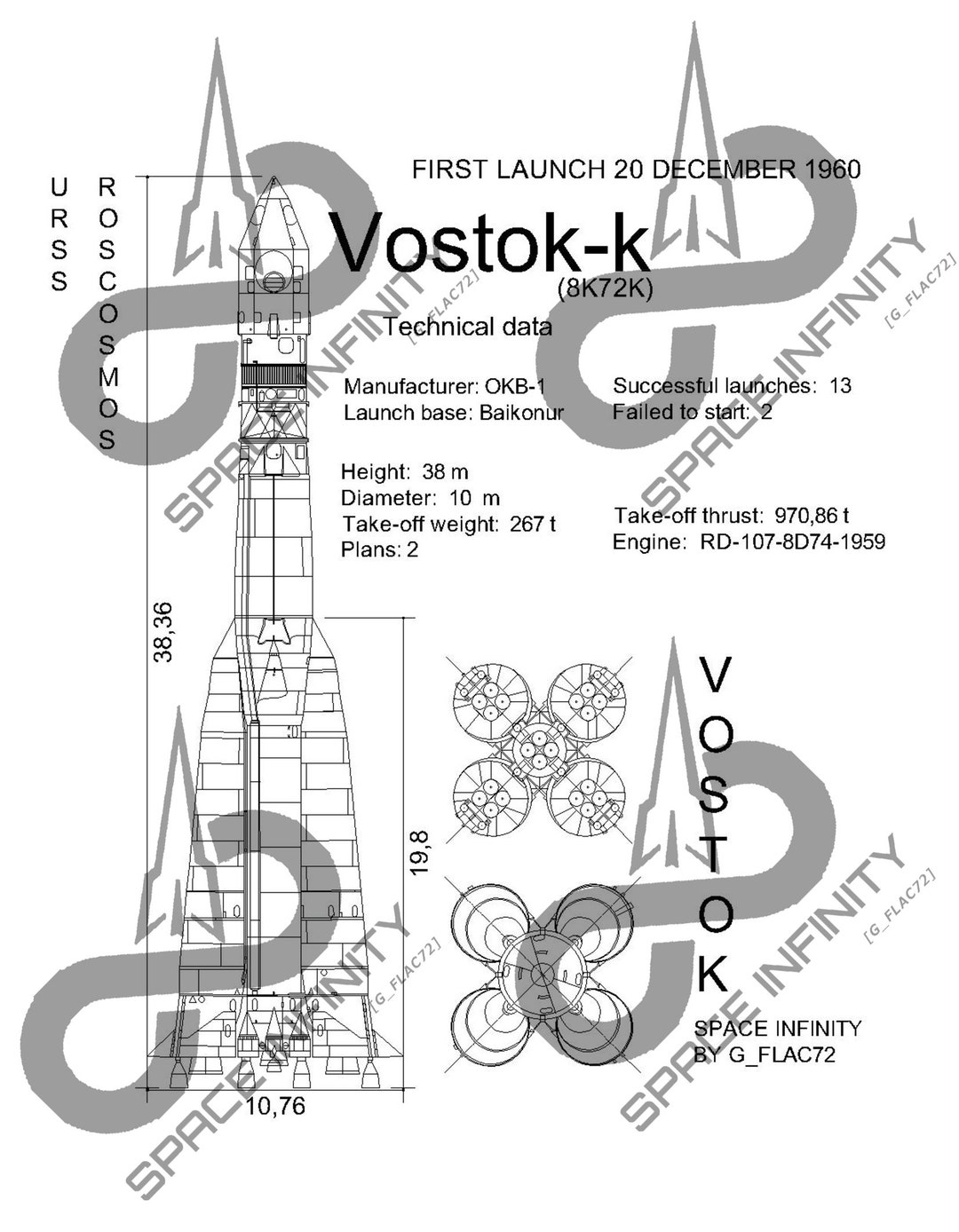 Blueprint Reconstruction of the Vostok-k - Etsy