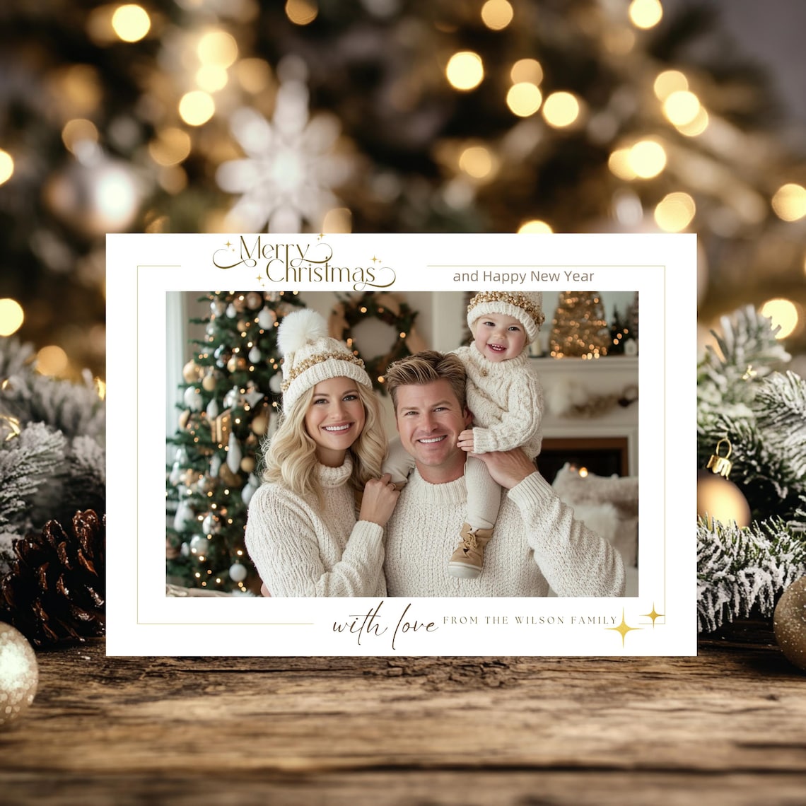 Modern Custom Photo Christmas Card Template, Printable Design ...