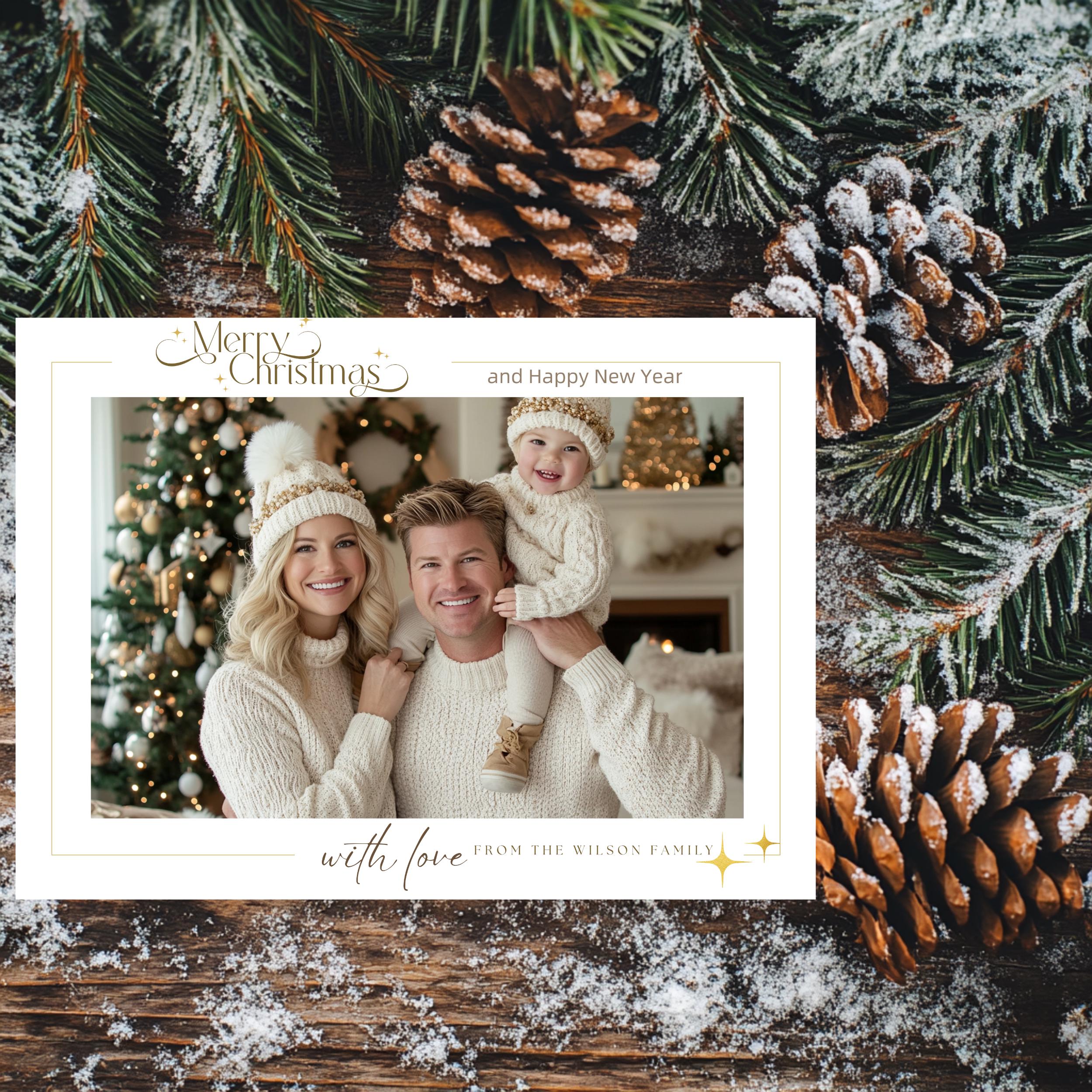 Modern Custom Photo Christmas Card Template, Printable Design ...