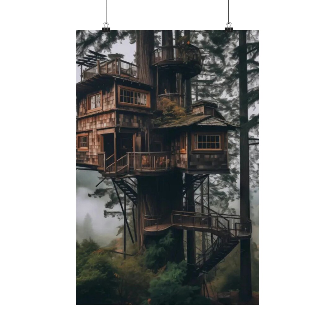 Treehouse Natural Environmental Portrayal Tranquility Poster Indoor Art ...