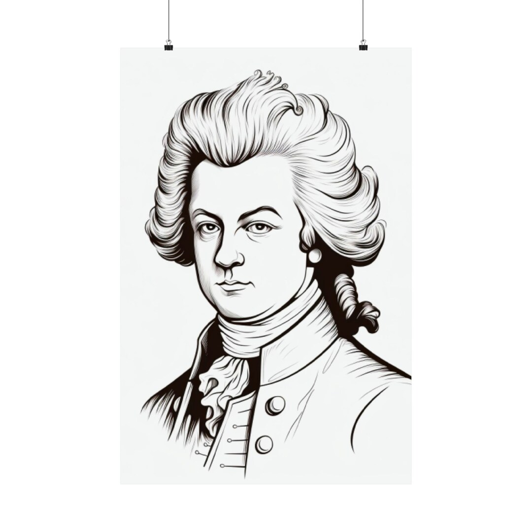 Mozart in Minimalism: Line Art Portrait Classical Maestro - Etsy
