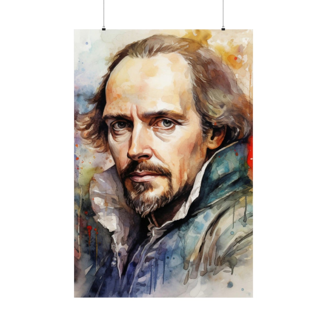 William Shakespeare in Watercolor Bard of Avon in Fluid Strokes Poetic ...