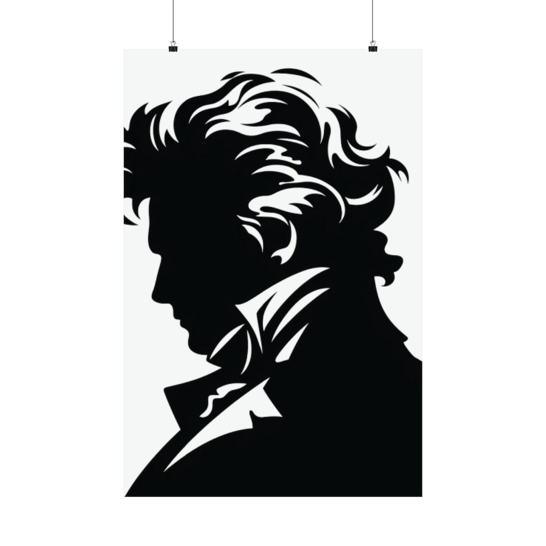 Beethoven Silhouette Poster Classic Composer Profile Wall - Etsy