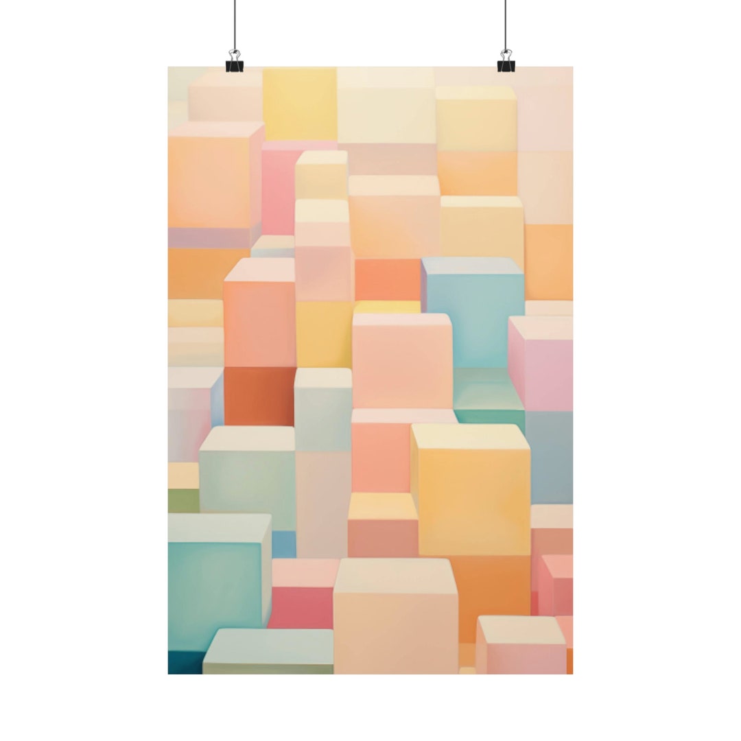 Pastel Color Block Canvas Poster Serene Minimalist Art, Soothing Wall ...