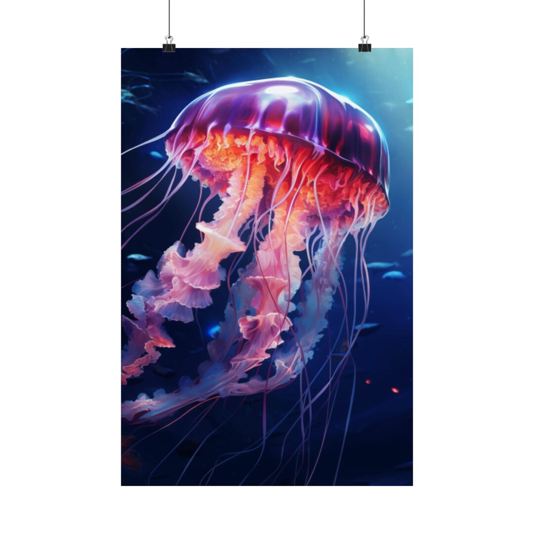 Jellyfish Vivid Portrayal Sea Life Ocean Indoor Wall Art Poster - Etsy