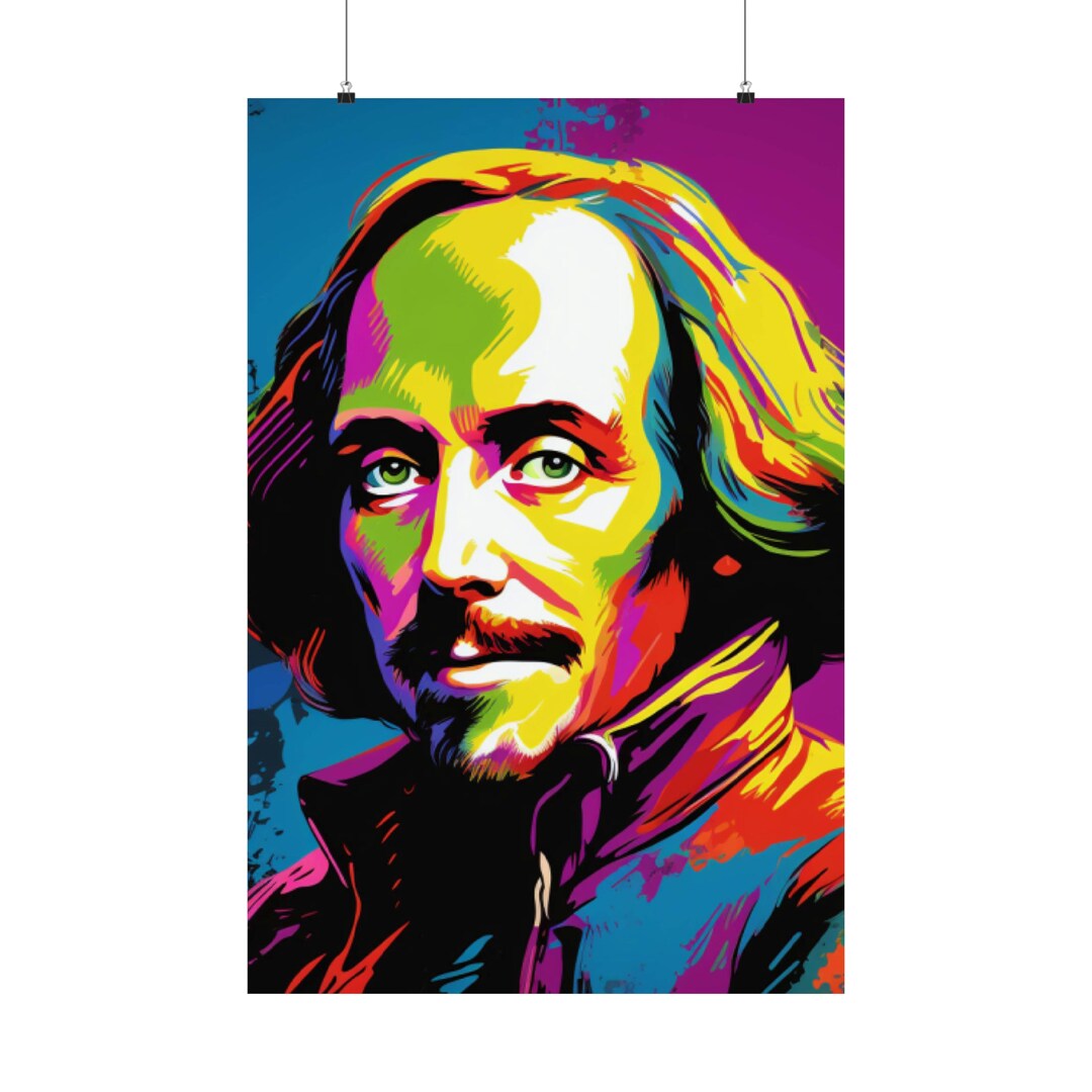 William Shakespeare Pop Art Vibrant Bard Portrait Modern - Etsy