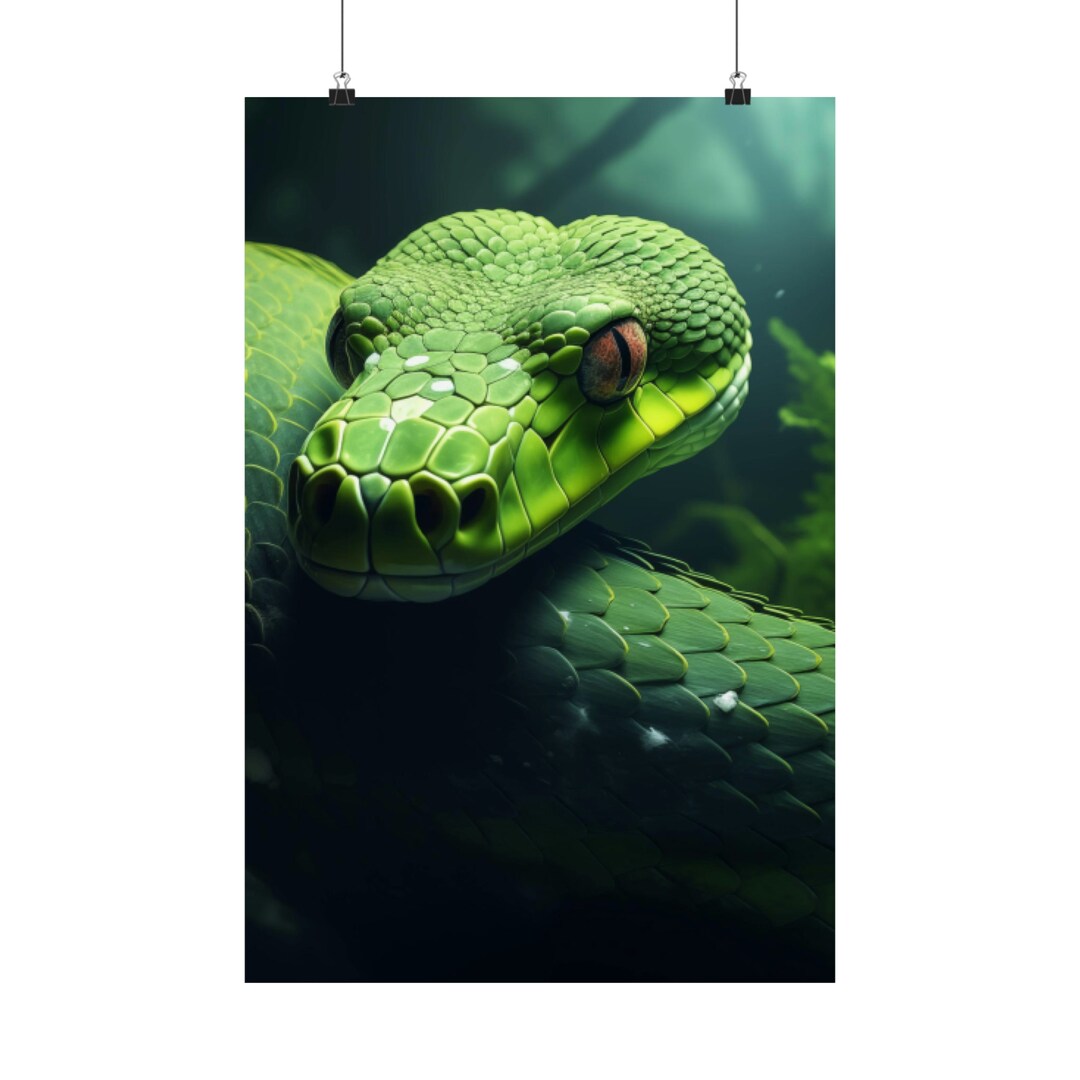 Vibrant Green Tree Snake Portrait Indoor Wall Art Poster - Etsy