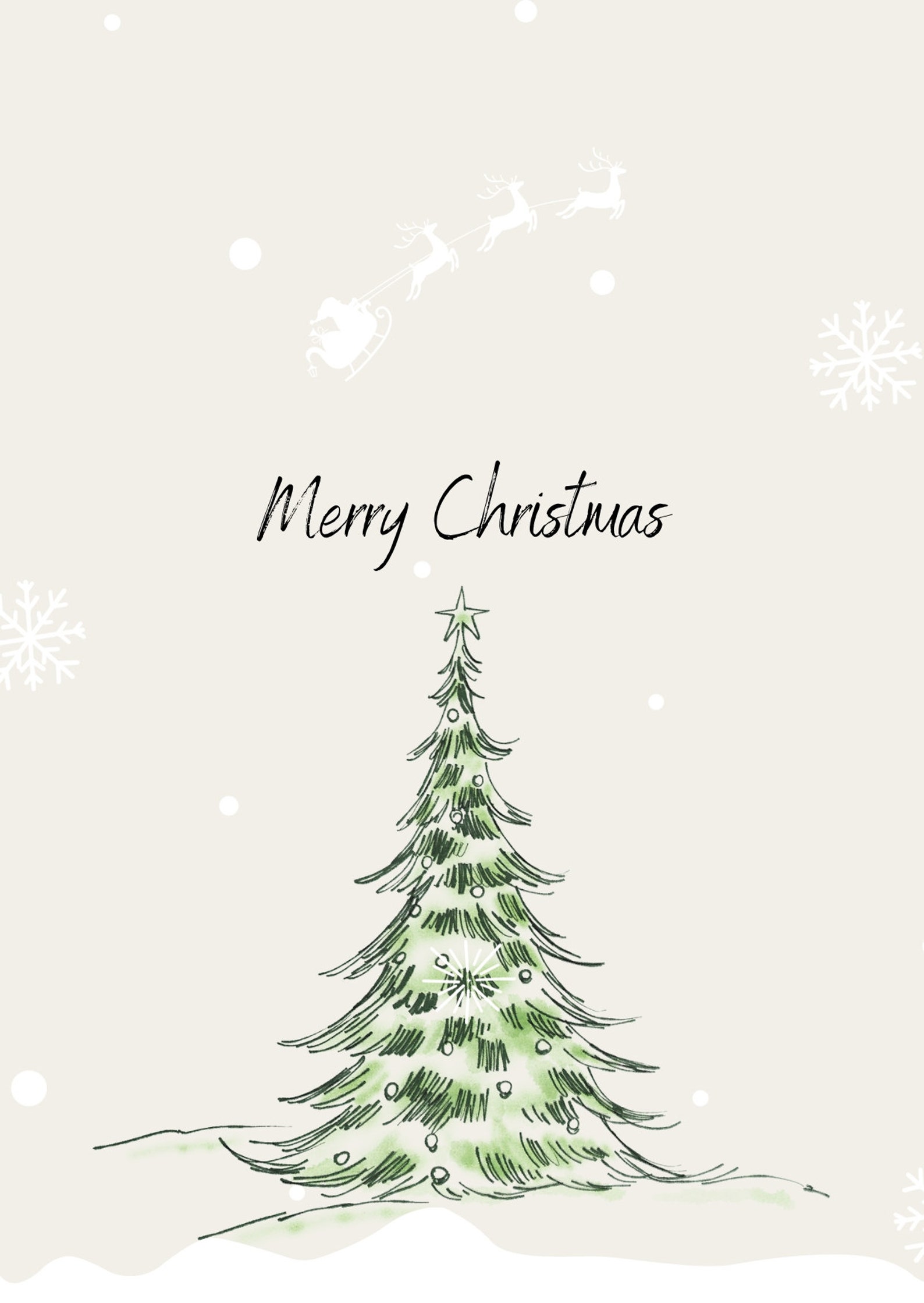 Merry Christmas Card, Minimalistic Christmas Card, Downloadable ...