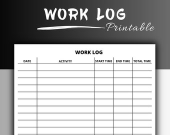 Work Log Printable Time Log Time Spent Tracker Working - Etsy