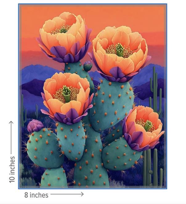 Vibrant Saguaro Cactus Flower Art Print | Prickly Pear Southwest Wall ...