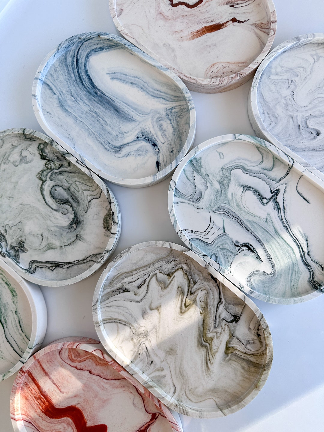 Marble Oval Jesmonite Tray Handmade Tray Decorative Tray Candles Tray ...