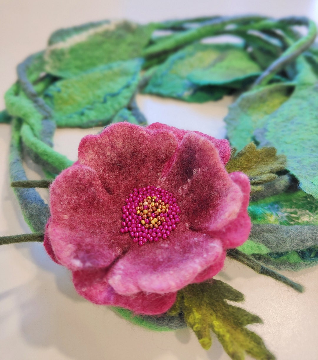 Floral Scarf, Scarf Necklace, Flower Felt Scarf, Wool Flower Scarf ...